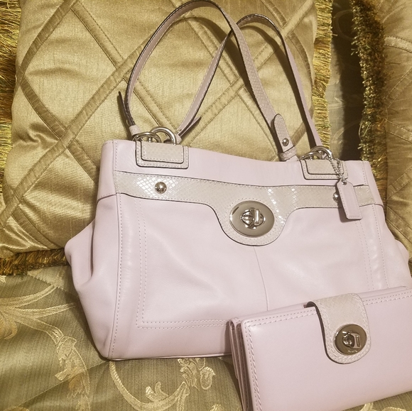Coach | Bags | Coach Set2 Pink Leathersnake Trim 25 | Poshmark
